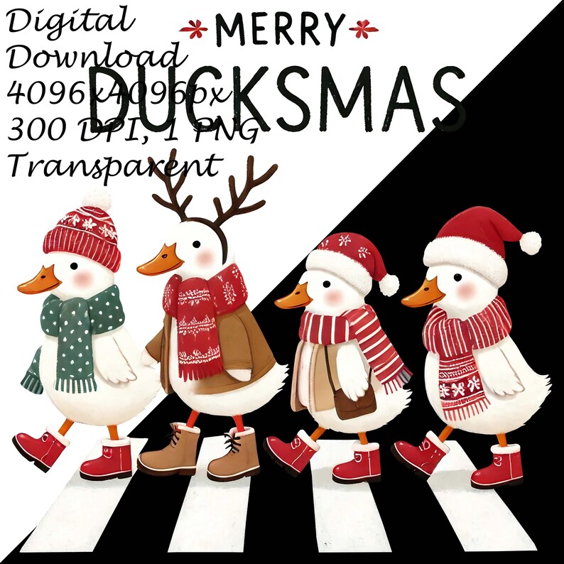 Merry Ducksmas Festive Christmas Duck Family PNG Clipart, Cute Ducks ...