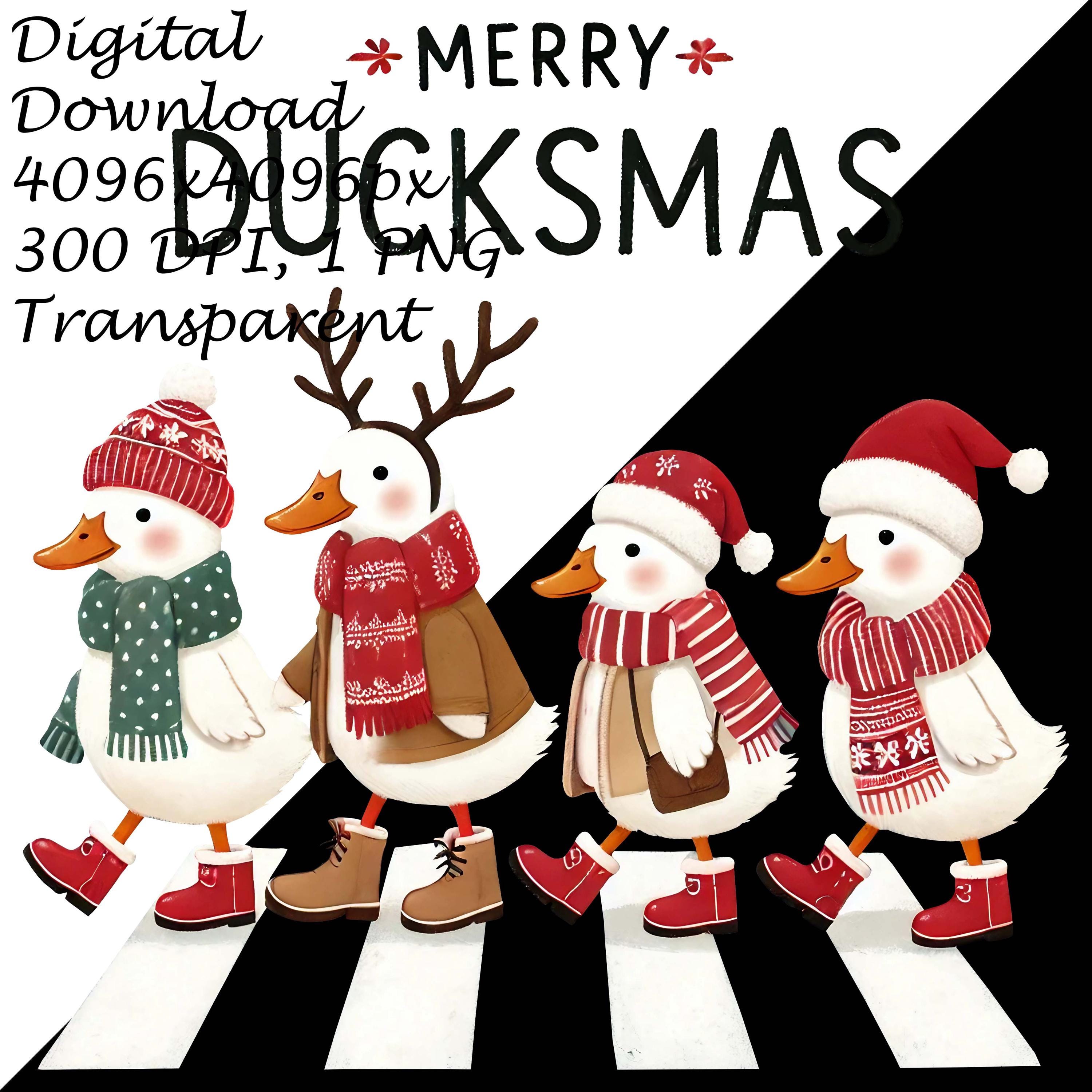 Merry Ducksmas Festive Christmas Duck Family PNG Clipart, Cute Ducks ...