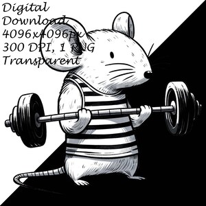Adorable Mouse Lifting Weights PNG Clipart-fitness Animal Illustration ...