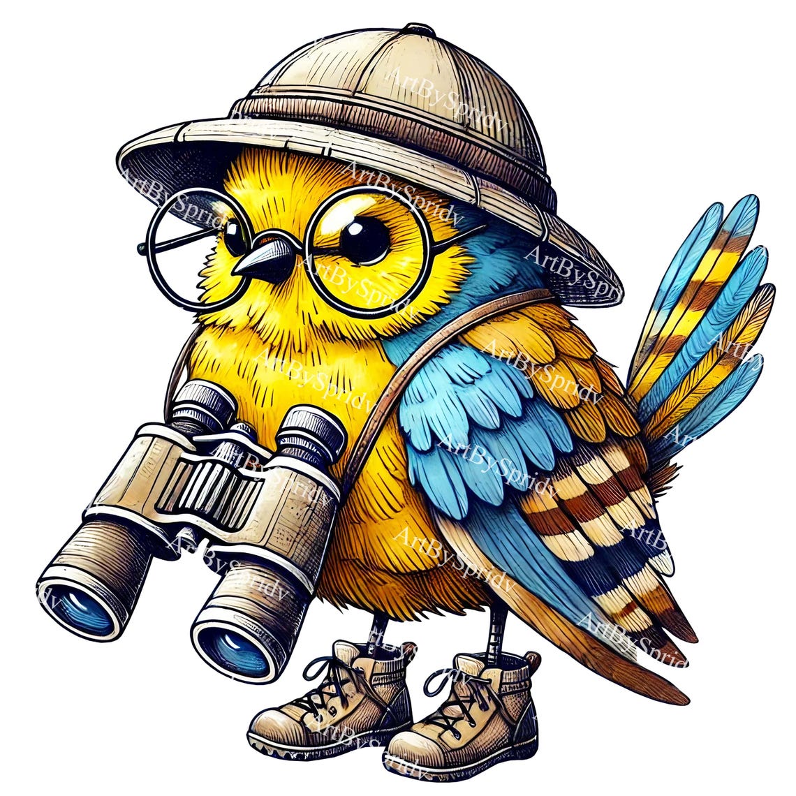 Adventurous Birdwatcher Clipart | Cute Bird With Binoculars PNG ...