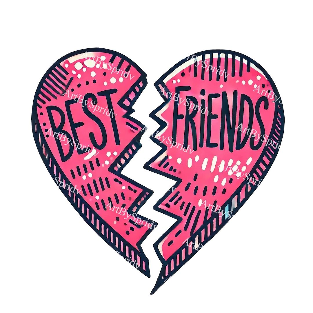 Unique Best Friends Broken Heart Clipart | Digital Download ...
