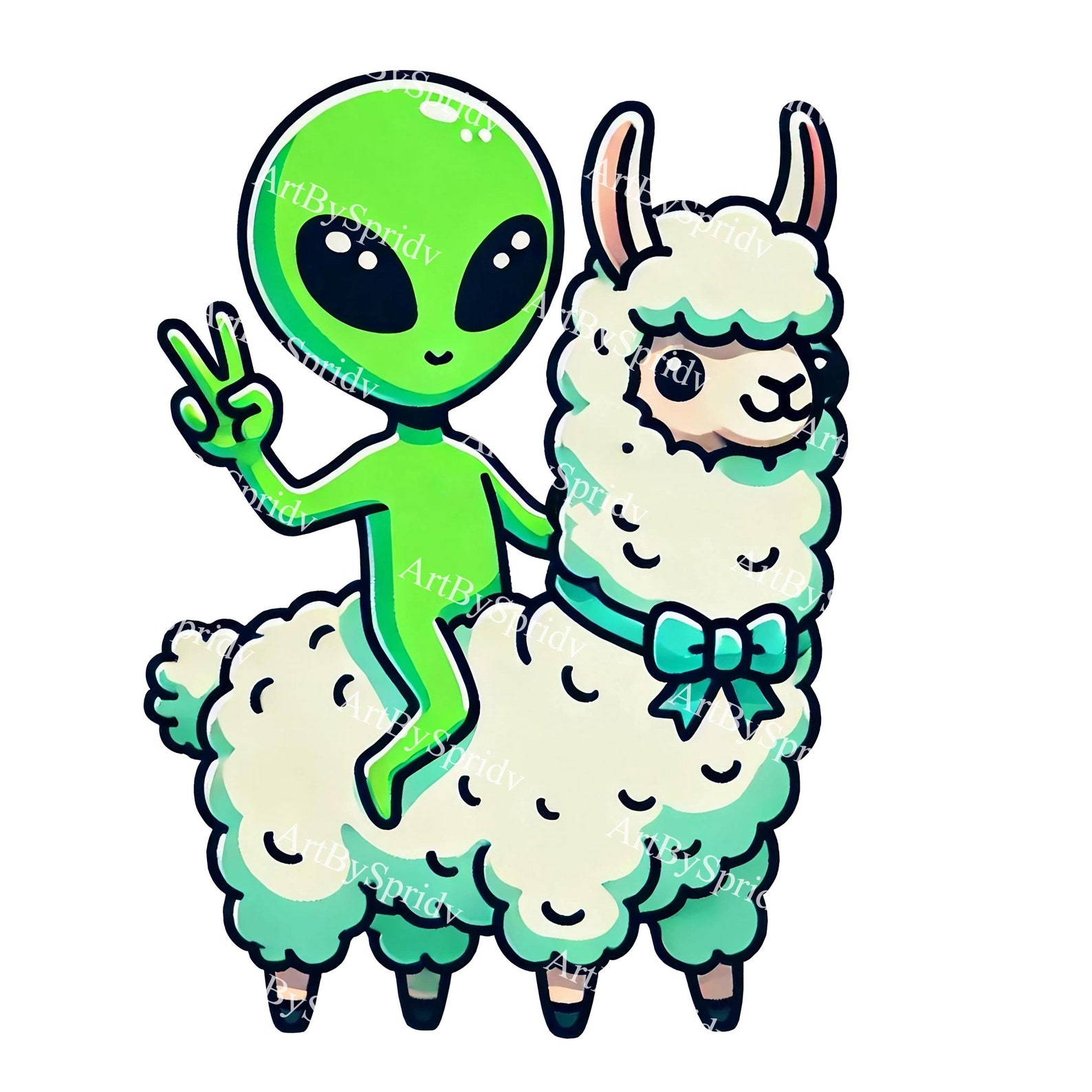Alien Riding Llama PNG Clipart, Cute Extraterrestrial on Fluffy Llama ...