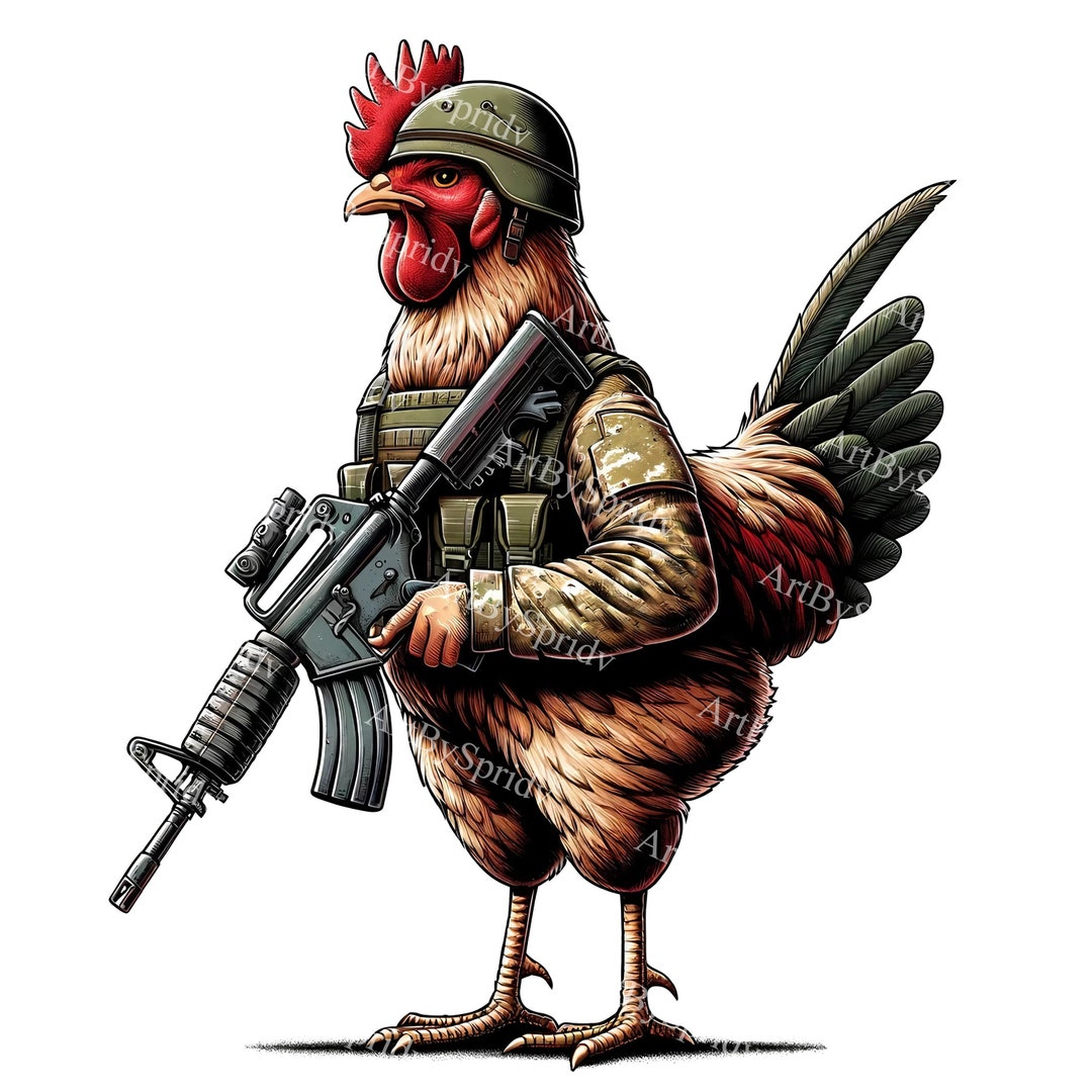 Military Chicken Warrior Digital PNG Clipart-rooster Soldier ...