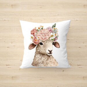 Floral Sheep With Flower Crown Transparent PNG Clipart, Whimsical Farm ...