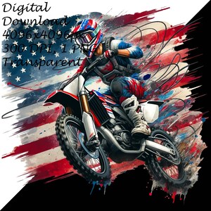 Patriotic Motocross Digital Clipart | USA American Flag Rider ...