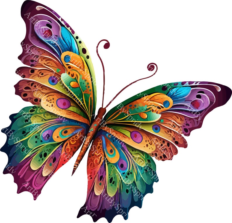 Cute Floral Butterfly PNG Clipart, Transparent Watercolor Kids/adult ...