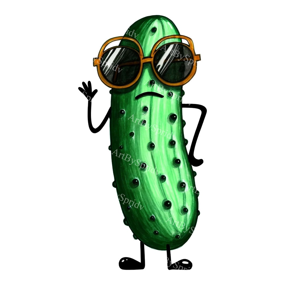 Chic Anthropomorphic Pickle Clipart - Sunglasses Pickle PNG, Quirky ...