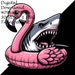 Shark in Flamingo Float Clipart: Fearsome Shark Digital PNG, Pink ...
