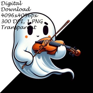 Cute Ghost Violinist Digital PNG Clipart - Perfect for Halloween ...