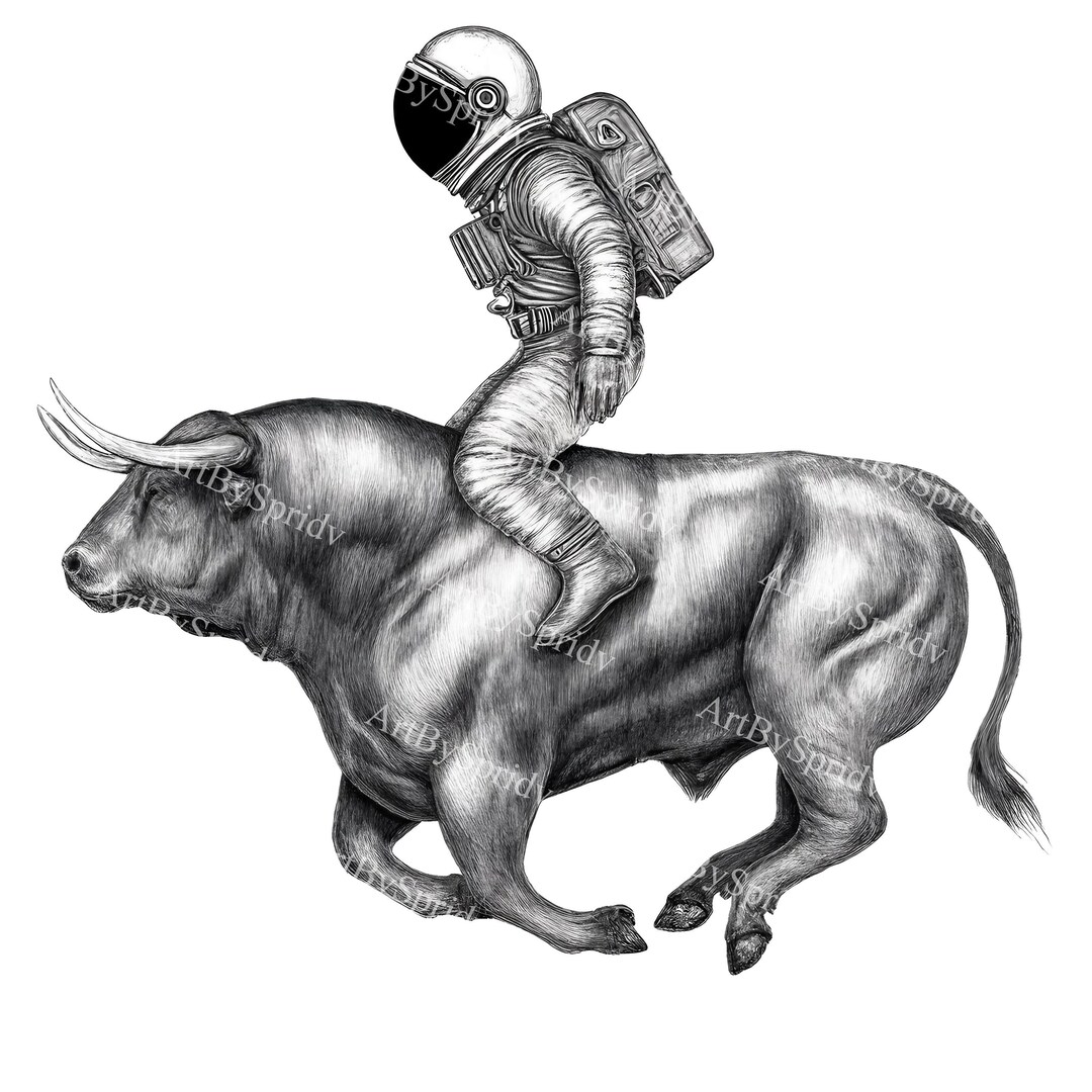 Astronaut Bull Ride Clipart | Space Cowboy Digital Clip Art | Unique ...