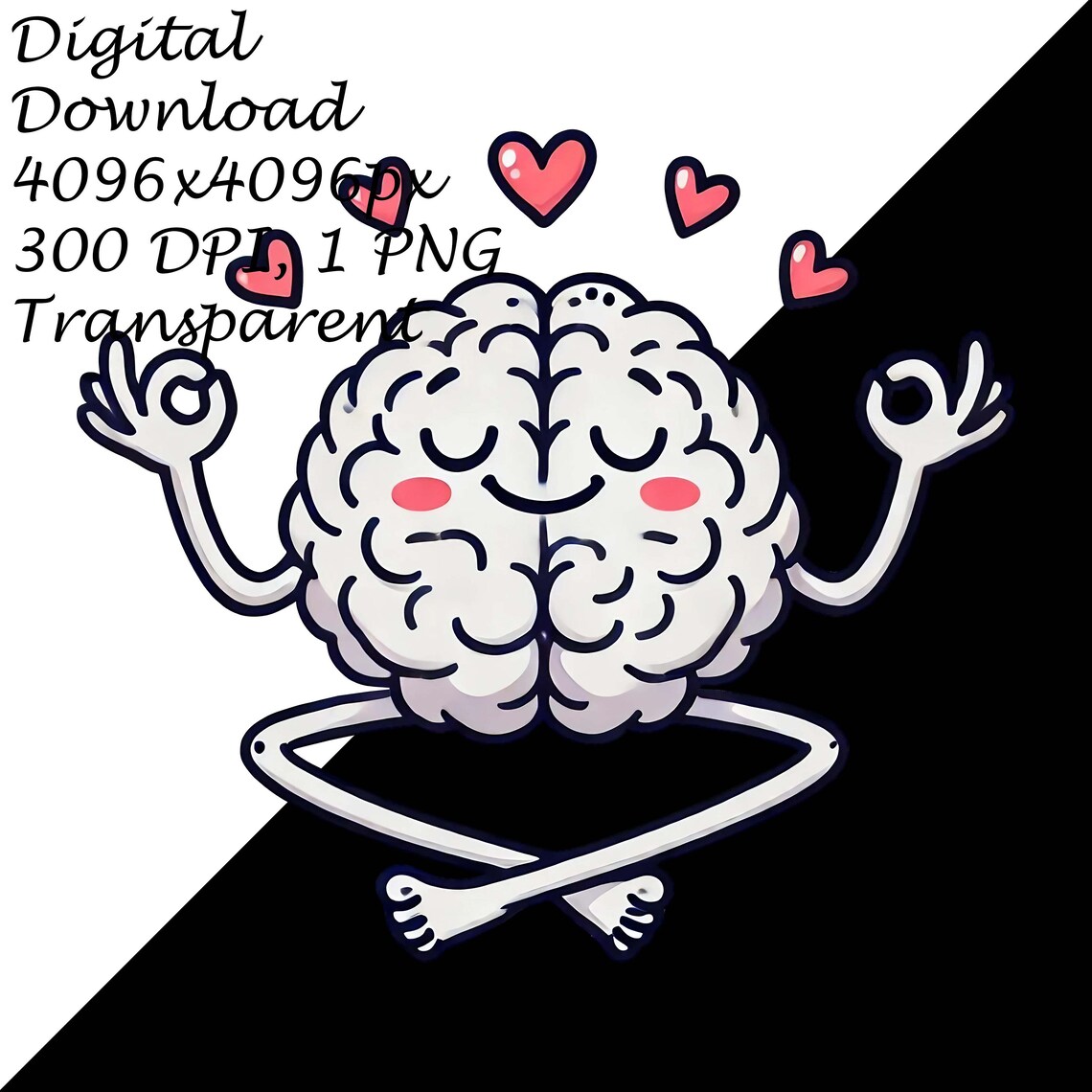 Mindful Meditating Brain Clipart - Cute Cartoon Brain Practicing Yoga ...