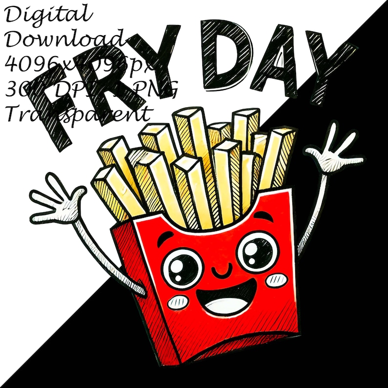 Fry Day Cute French Fries Box PNG Clipart, Happy Cartoon Fries, Fast ...