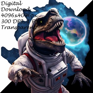 Galaxy T-rex Dinosaur in Space Suit Clip Art - Printable T Shirt, Mug ...