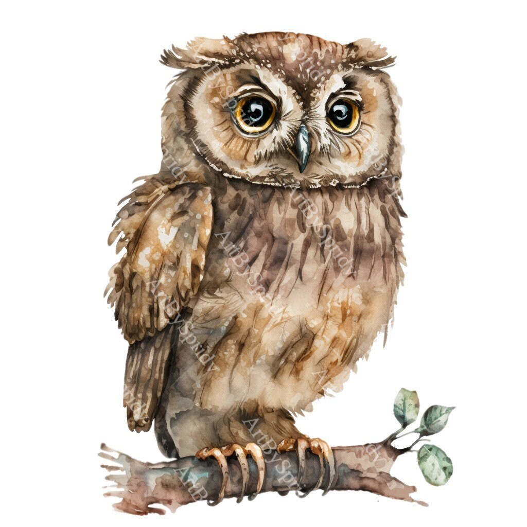 Watercolor Owl PNG Transparent Clipart Kids Cartoon - Etsy