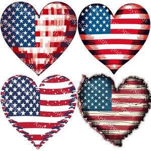 American Heart Flag Clipart Distressed USA Flag Hearts, Patriotic ...