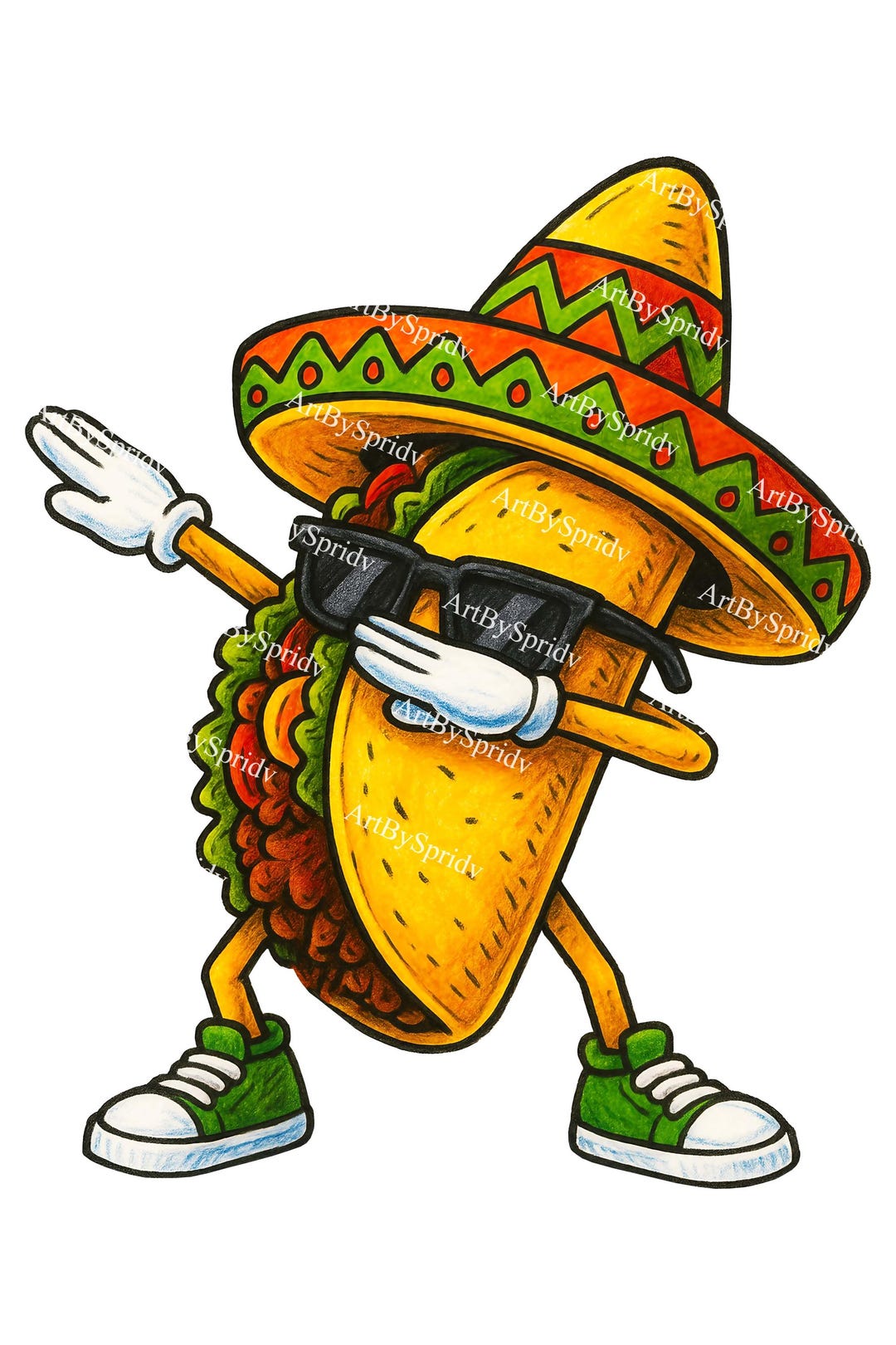 Funny Dabbing Taco PNG, Mexican Food Character Clipart With Sombrero ...