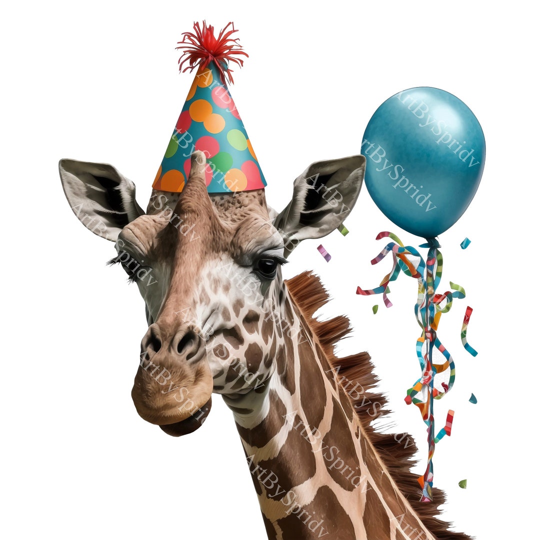 Cute Giraffe Birthday Party Hat&balloons PNG Clipart,transparent Animal ...