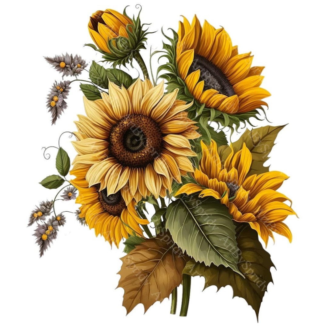 Sunflower Print Clip Art Png File Digital Instant Download,kids Cartoon ...
