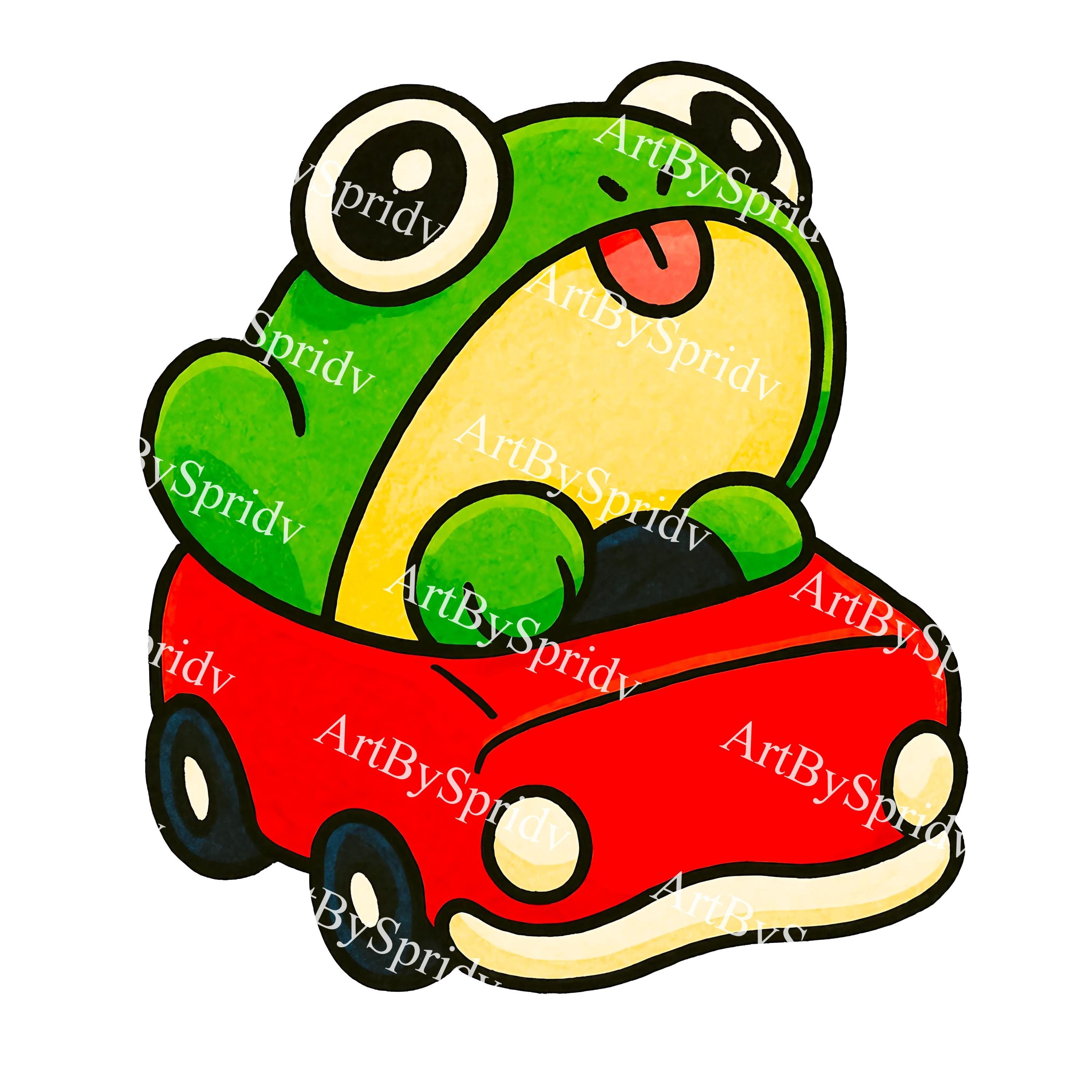 Kawaii Frog in Red Car PNG Clipart - Cute Driving Frog Transparent ...
