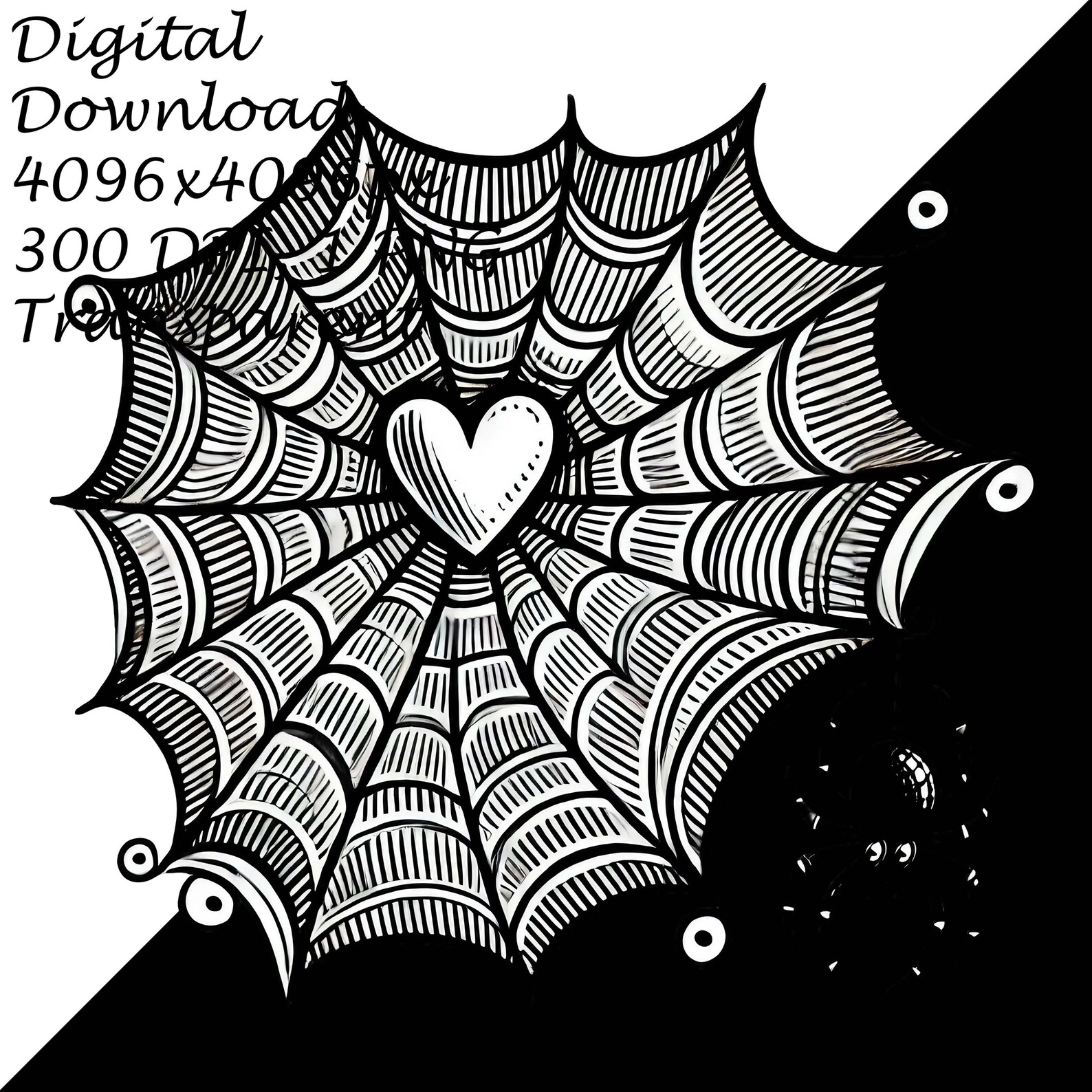 Spider Web Heart PNG Clipart, Halloween Digital Download Gothic Spider ...