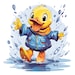 Fun Duck Splash in Water Puddle Transparent PNG Clipart for - Etsy