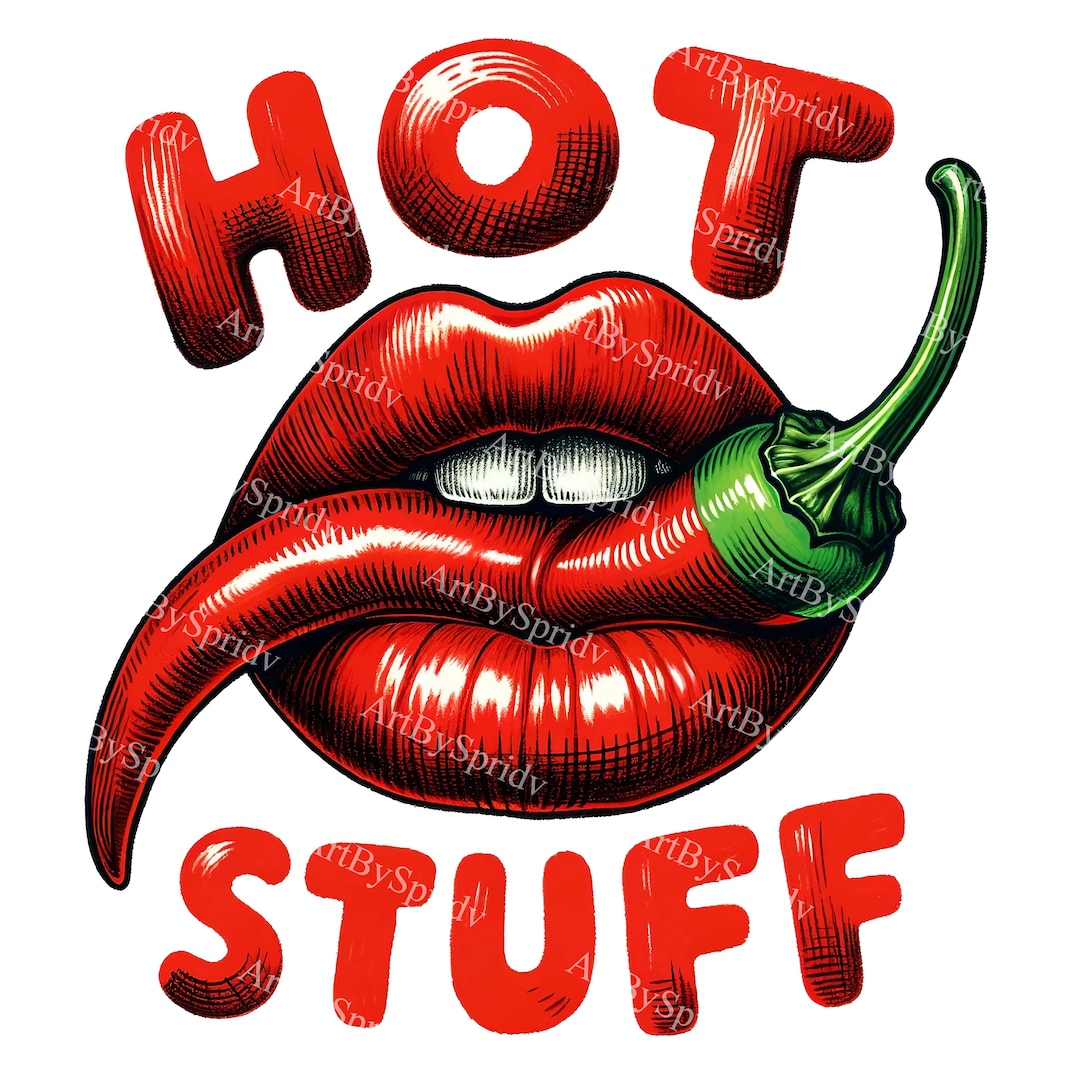 Spicy Red Lip Clipart | Hot Stuff Pepper Kiss PNG | Bold Printable ...