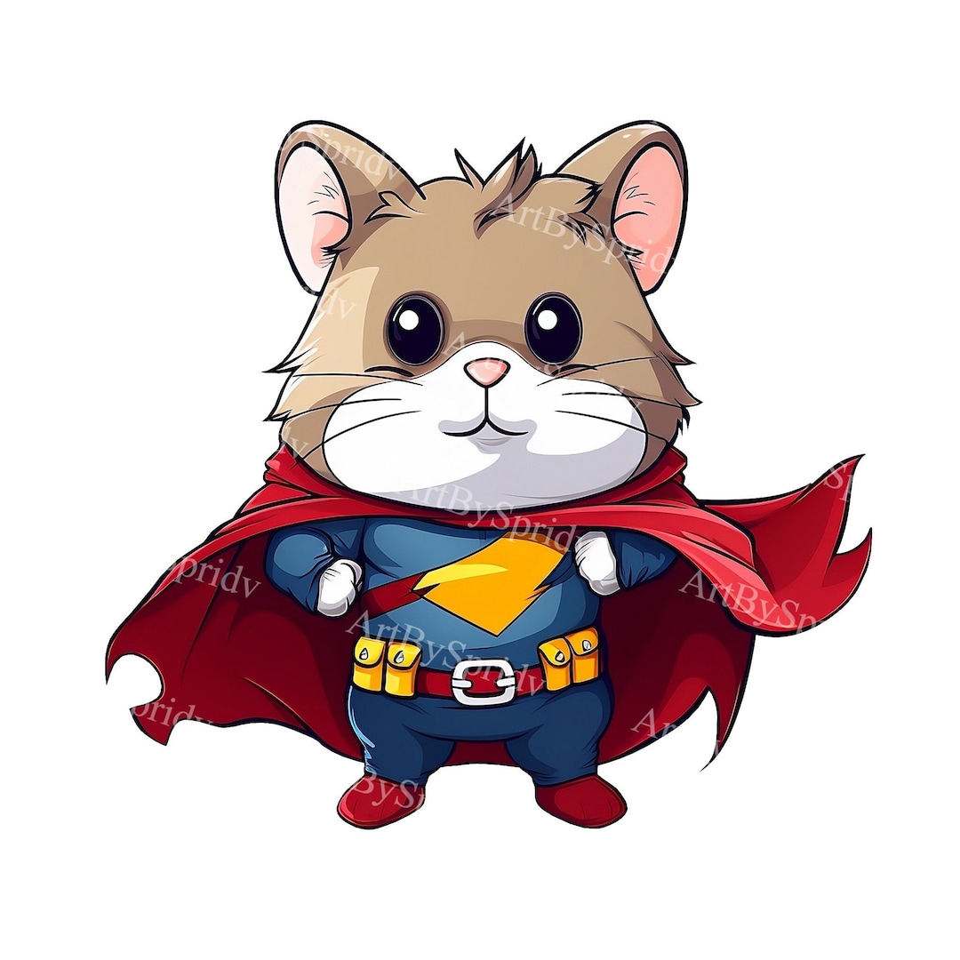 Superhero Hamster PNG Clipart – Transparent Clip Art for Kids Stickers ...