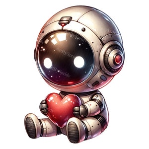 Cute Cartoon Robot With Heart PNG - Valentine's Day Clipart for ...