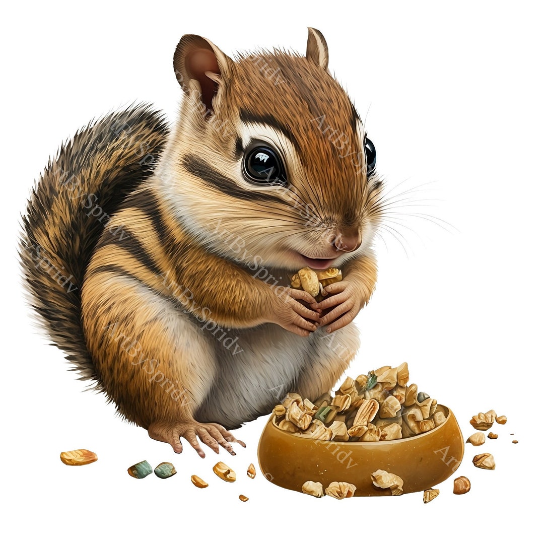 Baby Chipmunk Eating Nut PNG Clipart, Cute Woodland Animal Digital Clip ...