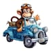 Monkey Driving a Car PNG Clipart, Cartoon Animal Transparent Digital ...