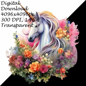 Magical Unicorn Clipart Set|enchanted Forest Unicorn With Floral ...