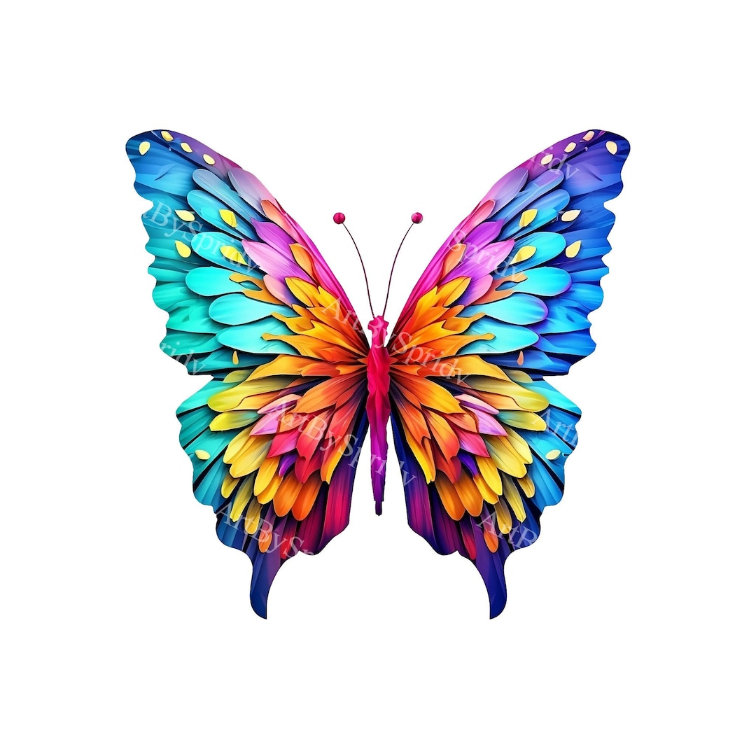 Rainbow Butterfly Clipart PNG, Transparent Clip Art, Colorful Butterfly ...