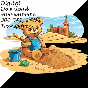 Teddy Bear Beach Clipart Set-cute Digital Clip Art for Kids,summer ...