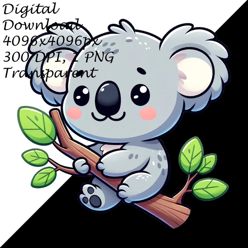 Adorable Koala Clipart Cute Australian Animal PNG for Kids, Baby Shower ...