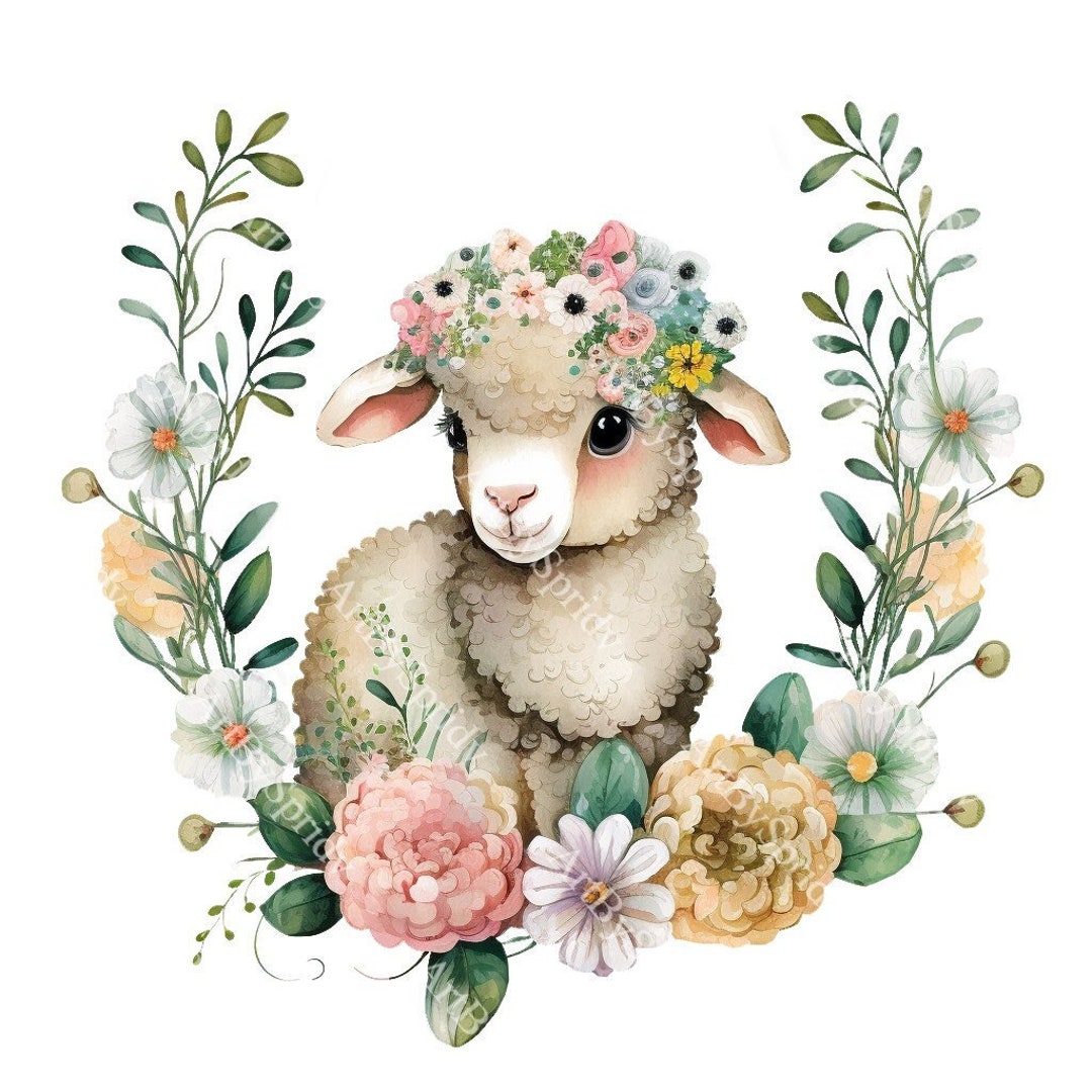 Cute Floral Sheep PNG Transparent Farm Flower Animal Clipart - Etsy