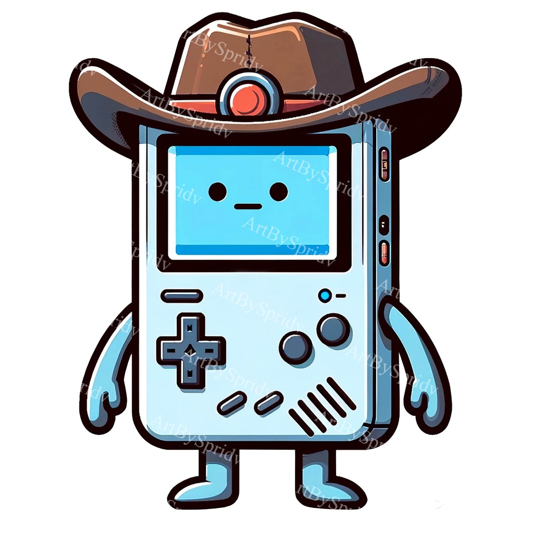 Cute Gaming Console Clipart: Cowboy-themed Digital Clip Art for ...