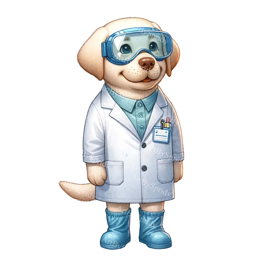 Labrador Scientist Clipart PNG - Digital Art for DTG, T-shirts, Mugs ...