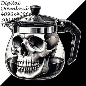 Skull Coffee Pot Clipart, Transparent PNG Coffee Maker With Skull Art ...