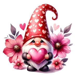 Valentine's Day Gnome Clipart Heart-holding Gnome PNG, Digital ...