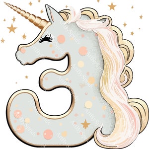 Whimsical Unicorn Number 3 Birthday PNG Clipart,magical Party ...