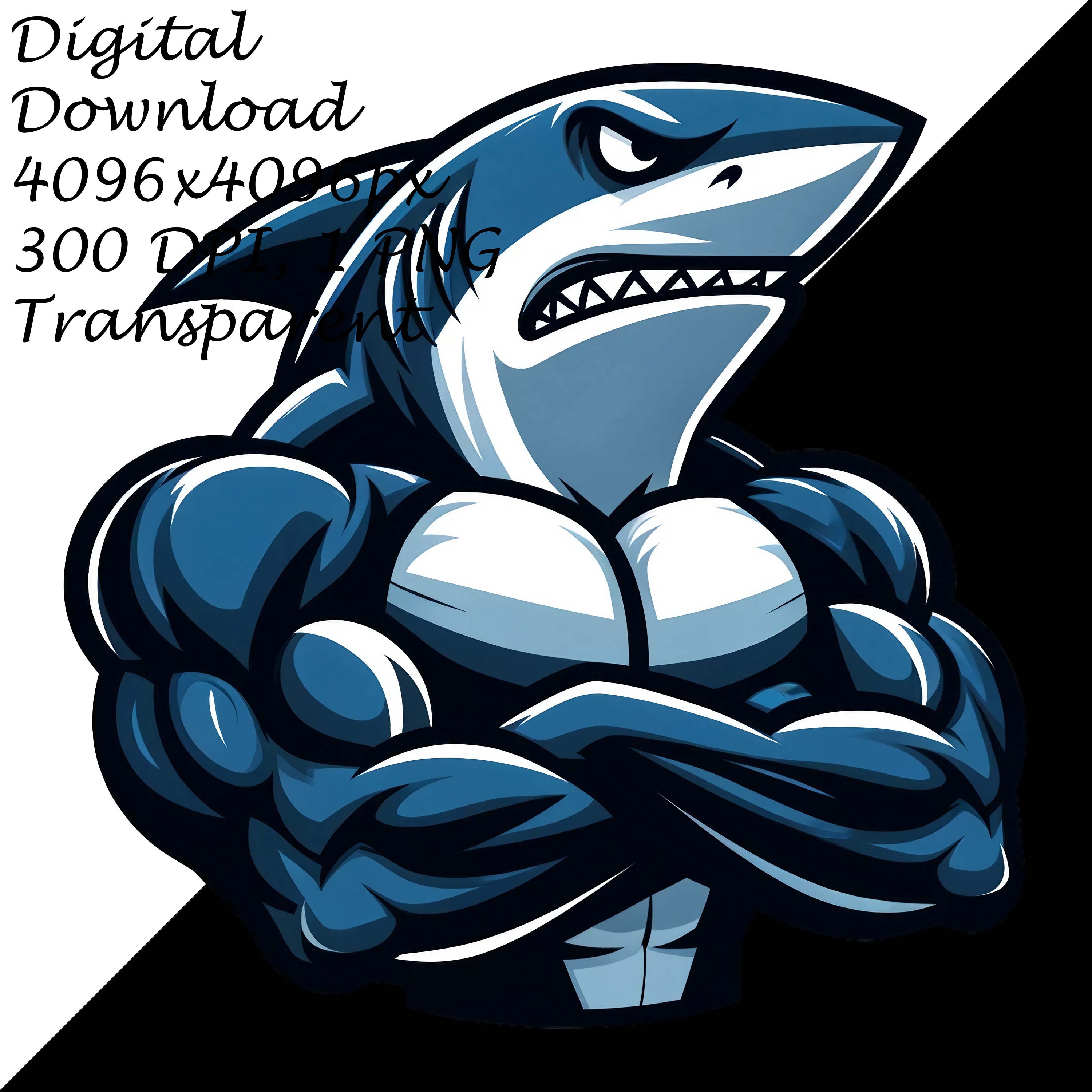 Muscular Shark Clipart PNG, Printable Sublimation Design for Shirts ...