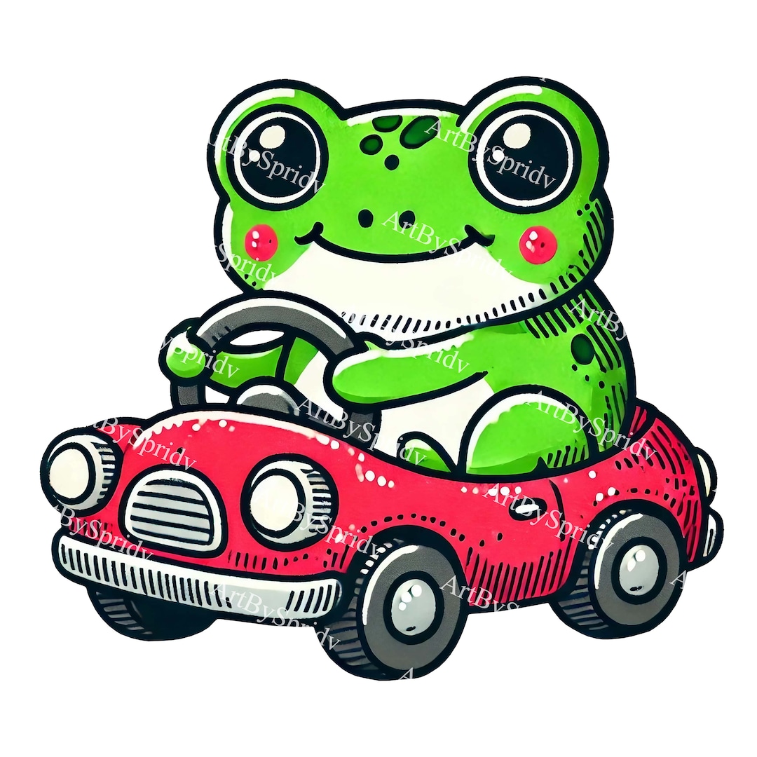 Frog Driving Red Car PNG Clipart,cute Cartoon Animal Clip Art,fun ...