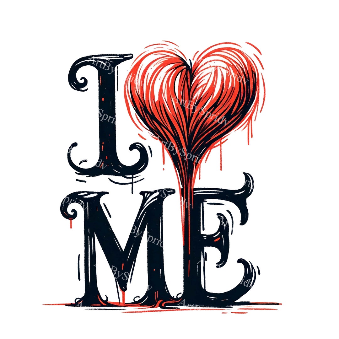Love Affirmation Digital PNG Clipart - Heart Shaped Self Love Art-i ...