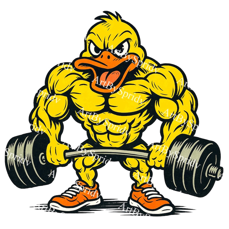 Muscular Gym Duck Lifting Weights PNG | Funny Bodybuilder Animal ...
