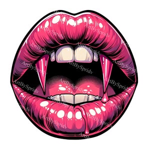 Vampire Fangs Lips Clipart - Dripping Blood Sublimation PNG, Goth ...