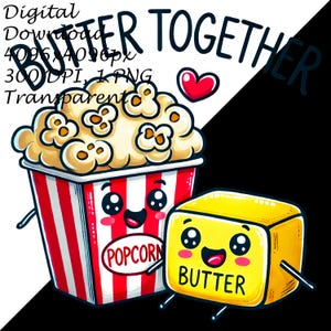 Butter Together Popcorn and Butter PNG Clipart, Cute Couple ...