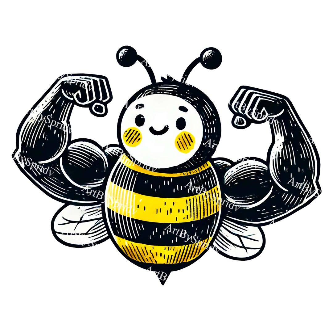 Cute Strong Buff Bee PNG | Funny Muscle Bee Clipart | Transparent ...