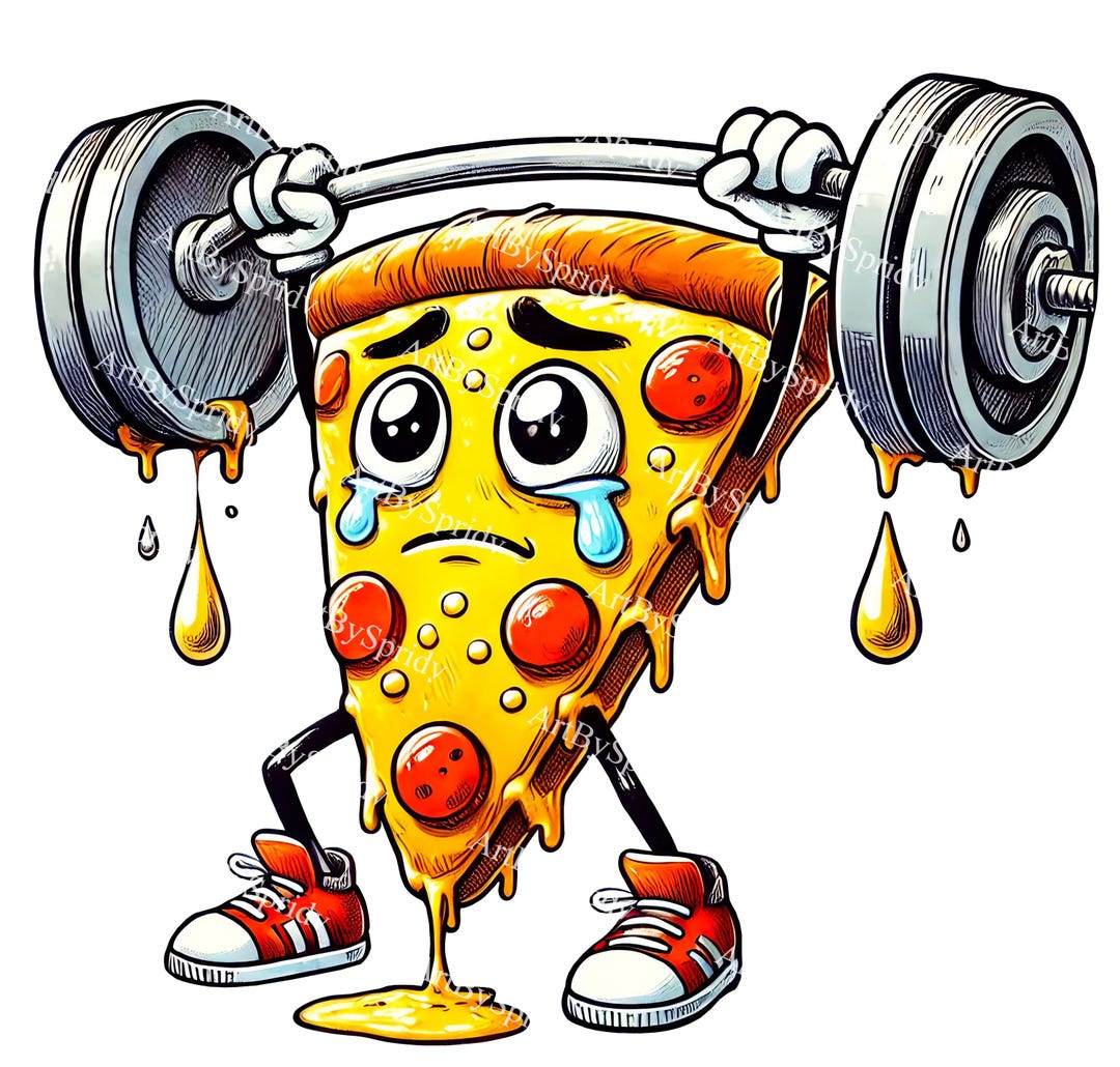 Funny Pizza Weightlifting Clipart | Fitness-themed Transparent PNG ...