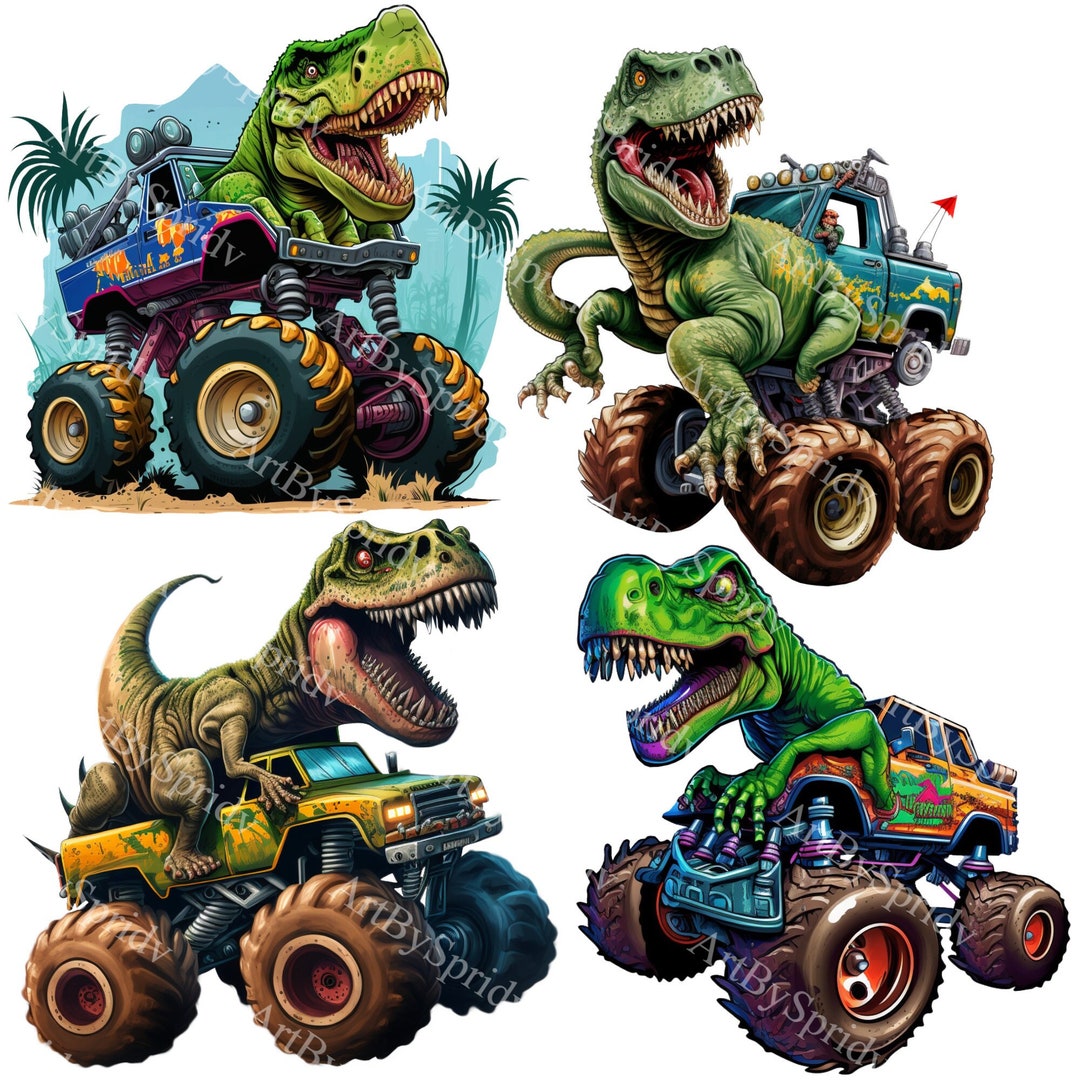 4 Pack T-rex Dinosaur Print Clip Art Png File Digital Download, Kids ...