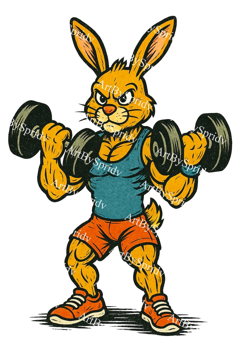Strong Bunny Weightlifting PNG, Muscle Rabbit Clipart for Gym Shirts ...
